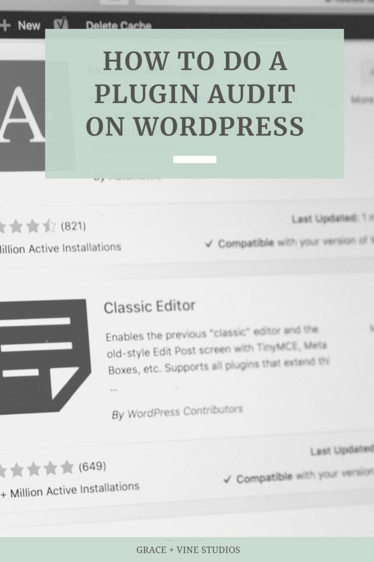 How to do a Plugin Audit • Grace + Vine Studios